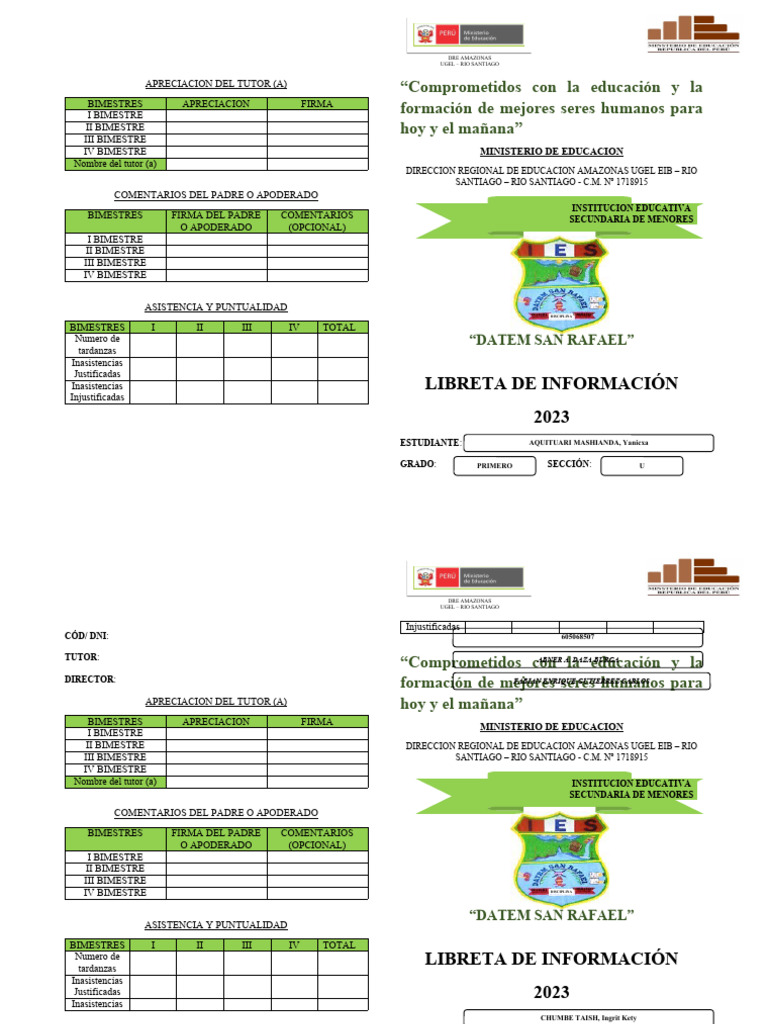 Libreta Caratula-Datem | PDF
