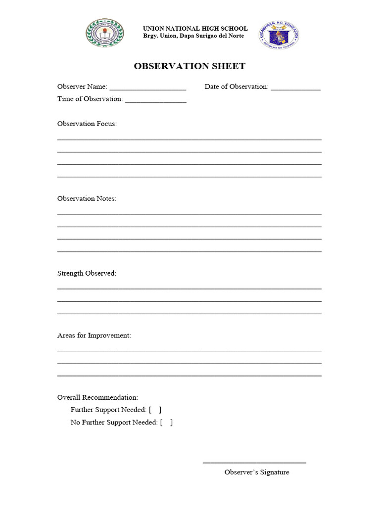 Observation Sheet | PDF