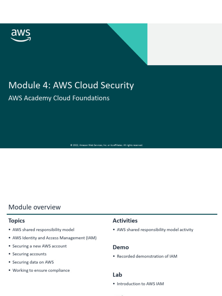AWS Cloud Security Overview | PDF | Amazon Web Services | Transport ...