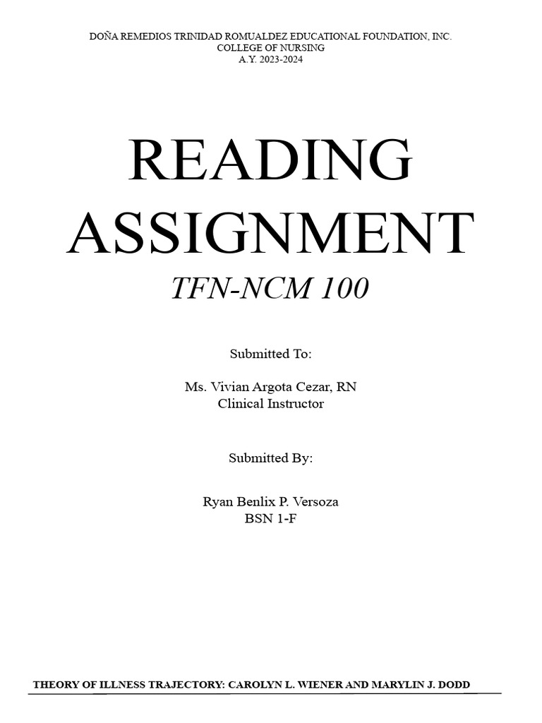 Versoza, Ryan Benlix P - Reading Assignment | PDF | Nursing | Intensive ...