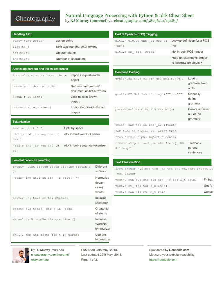 Murenei Natural Language Processing With Python And Nltk Download Free Pdf Parsing
