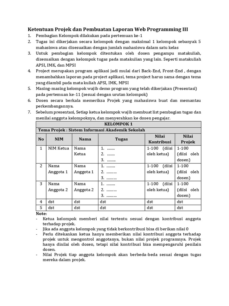 Ketentuan Pembuatan Laporan Web Programming III-UBSI | PDF