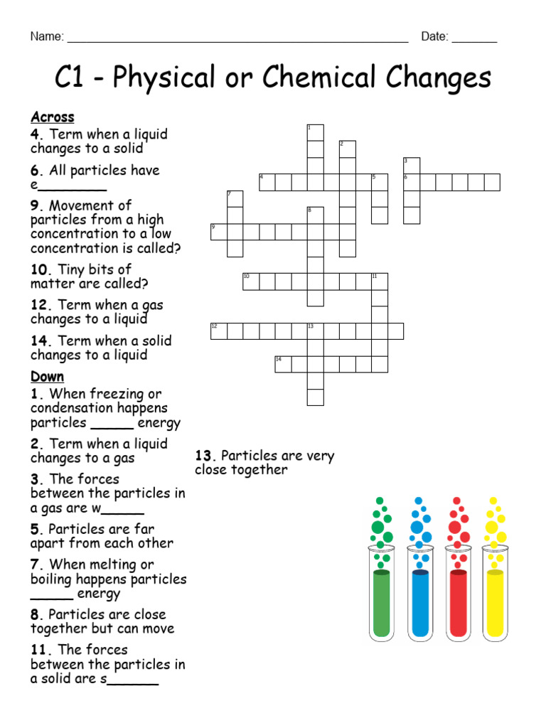 C1 Physical or Chemical Changes Crossword | PDF | Science & Mathematics