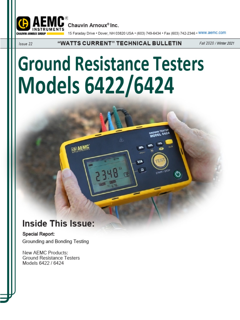 "Watts Current" Technical Bulletin... Ground Resistance Testing Models ...