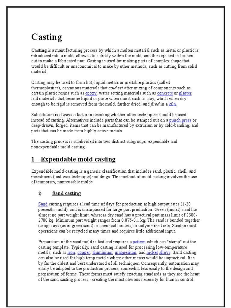 Casting | PDF | Casting (Metalworking) | Chemical Substances