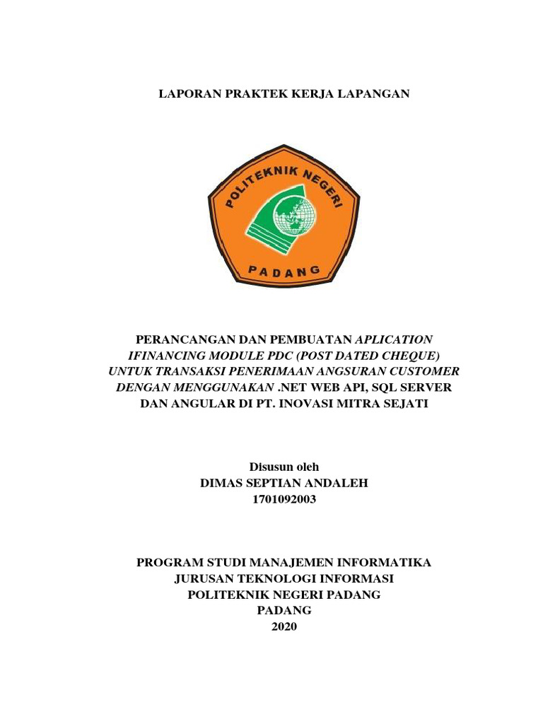 Dimas Septian Andaleh 1701092003 - Laporan PKL IFINPDC | PDF