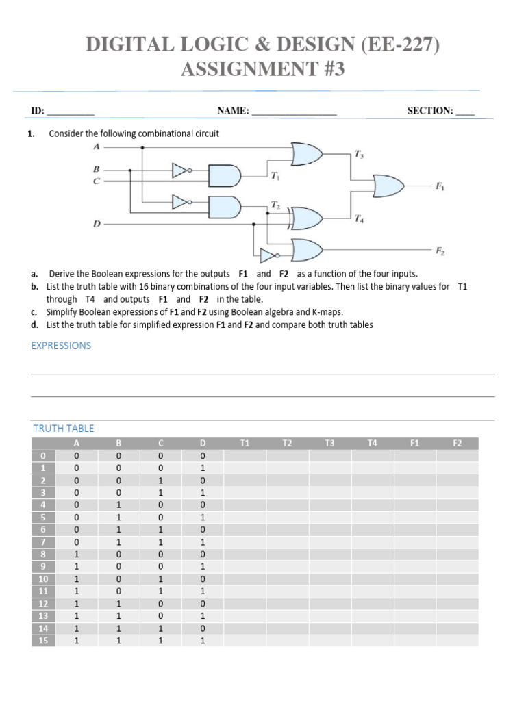 Digital Logic Design Assignment 3 | PDF | Boolean Algebra | Teaching Mathematics