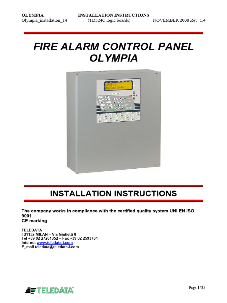 Olympia Fire Alarm Panel Installation Guide | PDF | Power Supply | Relay