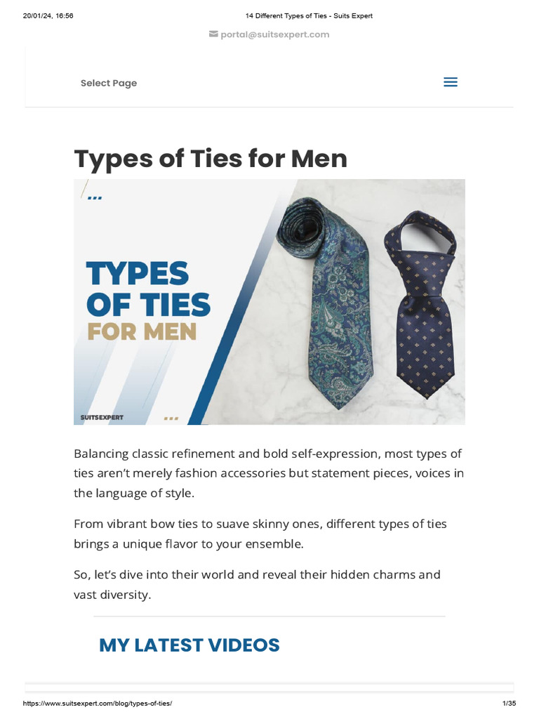14 Different Types of Ties - Suits Expert | PDF | Necktie | Fashion