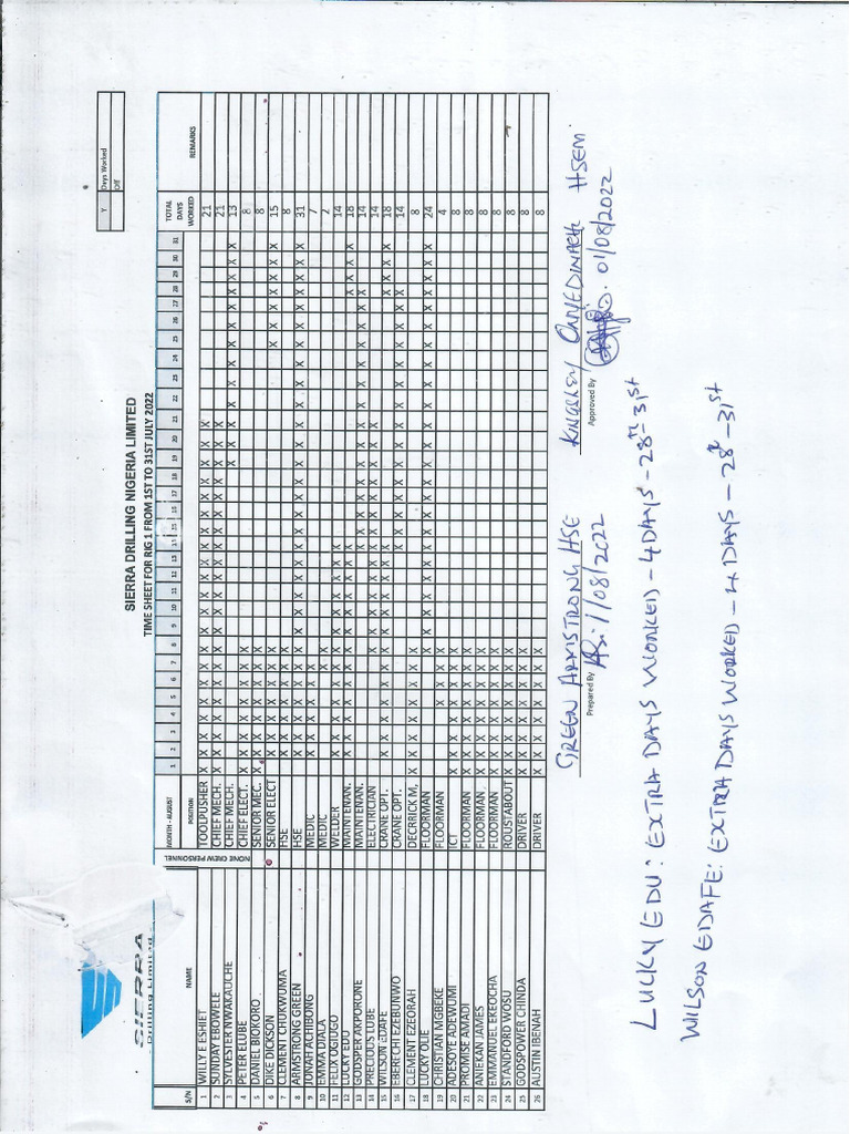 July 2022 Time Sheet | PDF