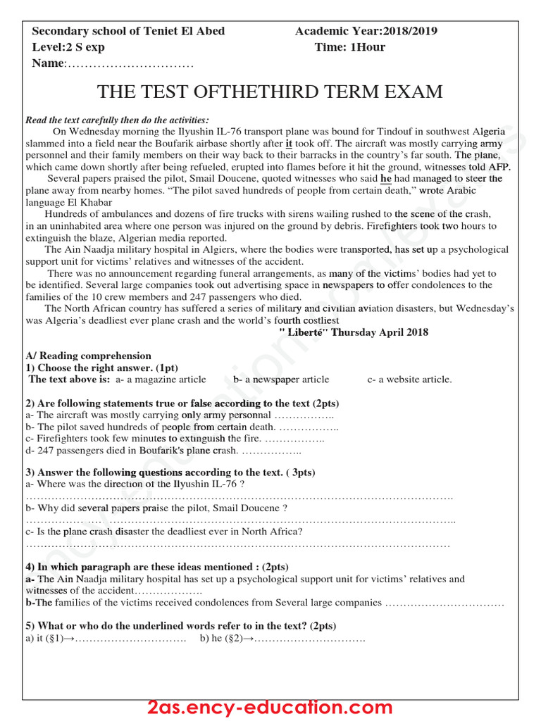 Dzexams 2as Anglais 672054 | PDF