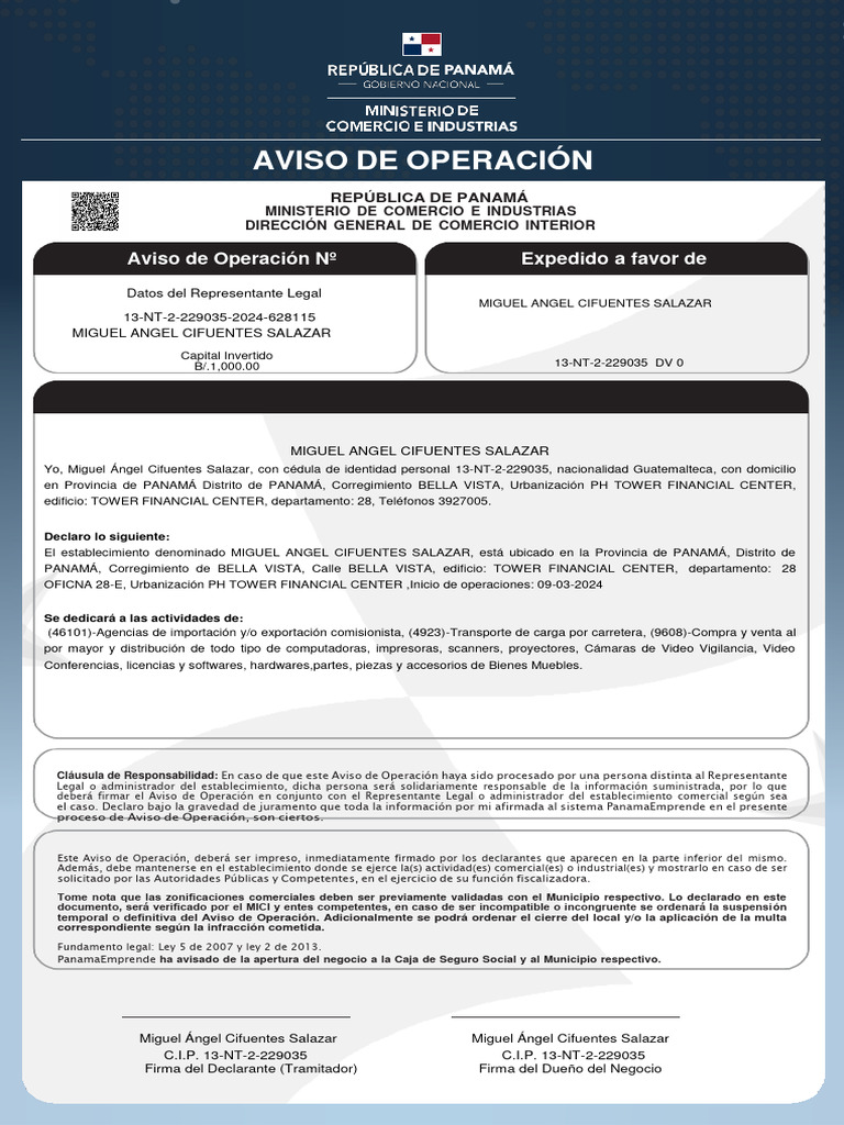 Aviso Operacion Miguel | PDF | Documento de identidad | Panamá