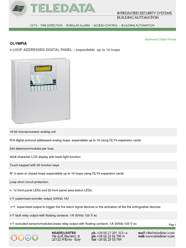 Teledata Olimpia | Download Free PDF | Relay | Sensor