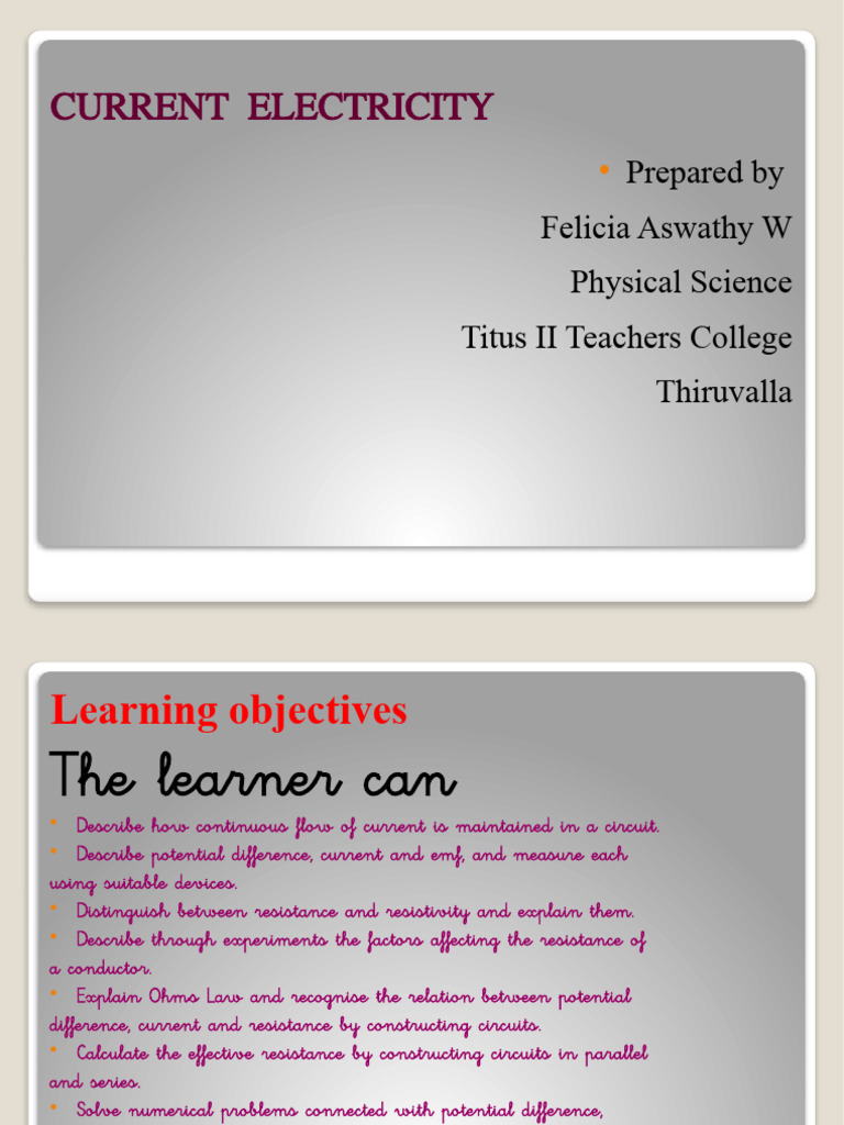 Understanding Current Electricity Concepts | PDF | Electrical Resistance And Conductance | Voltage