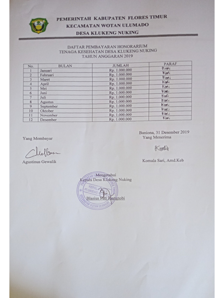 Bukti Honorarium Pdf