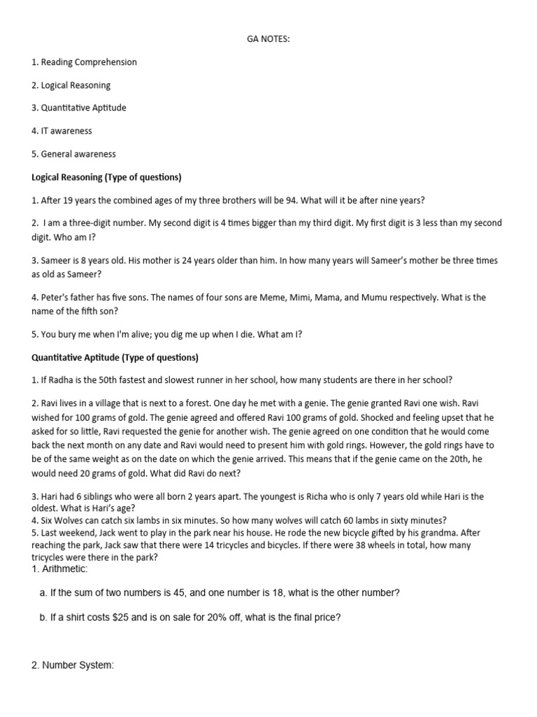 Ga Notes | PDF | Central Processing Unit | Random Access Memory