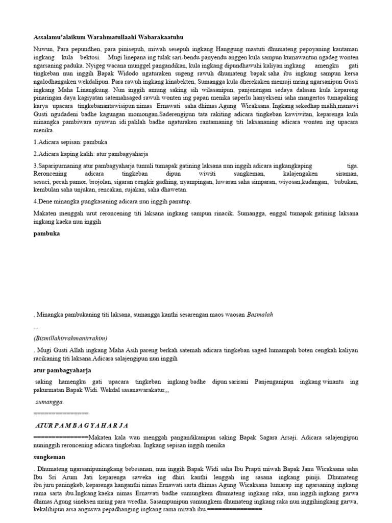 Pranatacara Tingkeban Pambuka | PDF