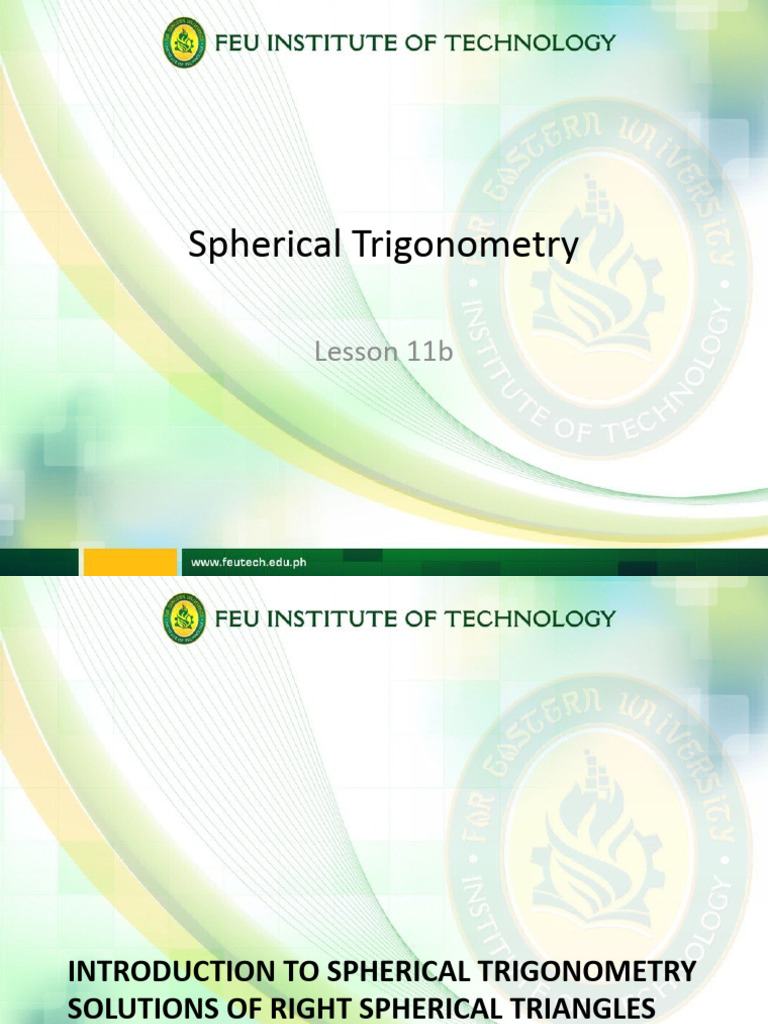 11b - Spherical Trigonometry | PDF | Sphere | Triangle