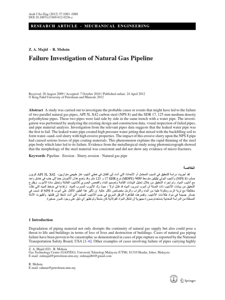Failure Investigation of Natural Gas Pipeline | PDF | Pipe (Fluid ...
