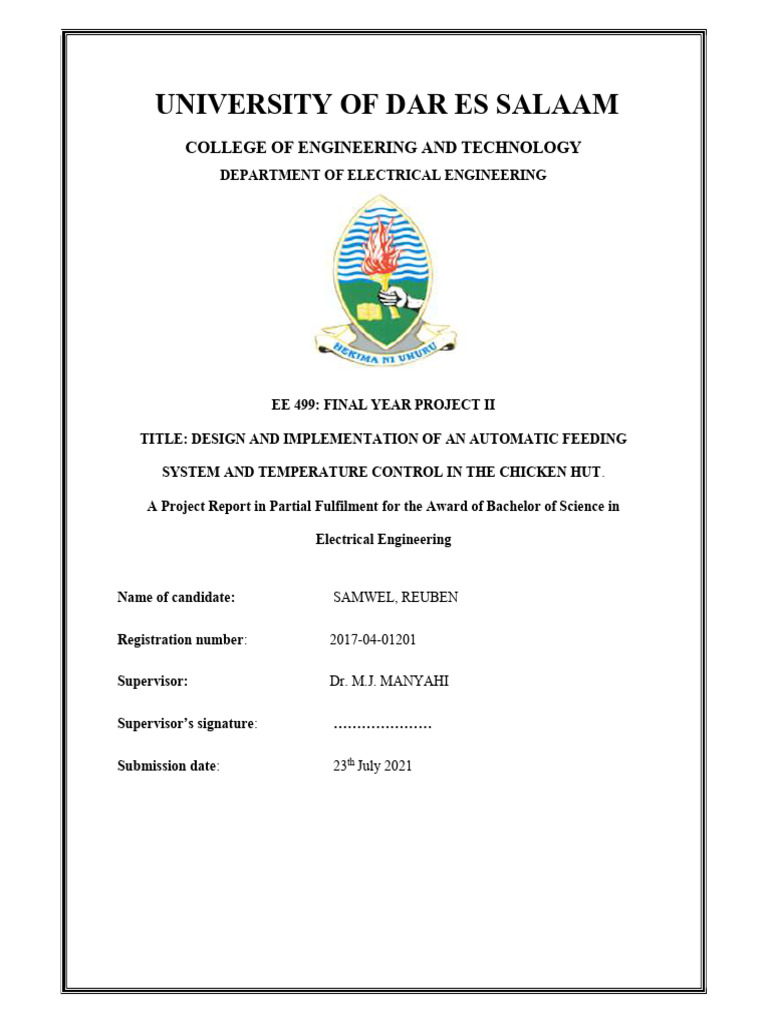 Reuben Samwel Ee 499 Report-Final | PDF | Rectifier | Power Supply