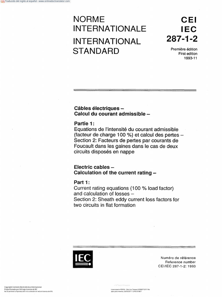 IEC 60287 1-2.español. | PDF | Ley de Propiedad Intelectual | Monopolio ...