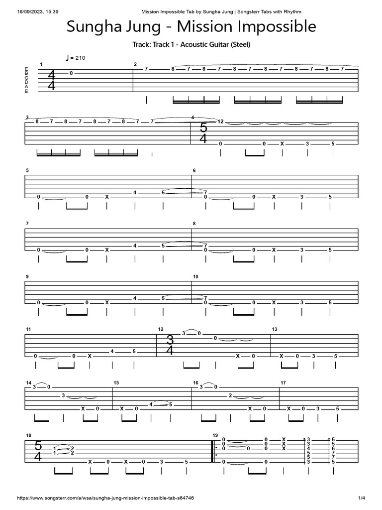 Guitar Tab: Mission Impossible | PDF | European Musical Instruments ...