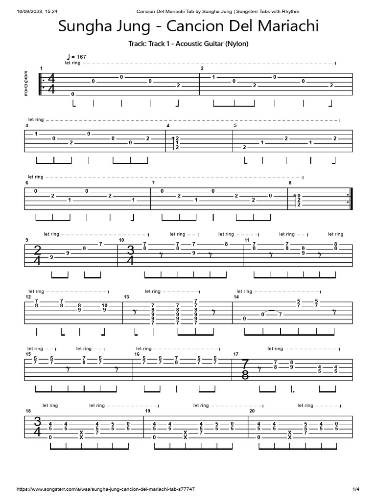 Cancion Del Mariachi Tab by Sungha Jung | PDF | Guitar Family ...