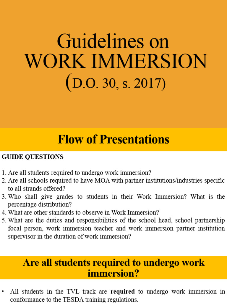 Work Immersion Ppt Moa Pdf Teachers Insurance