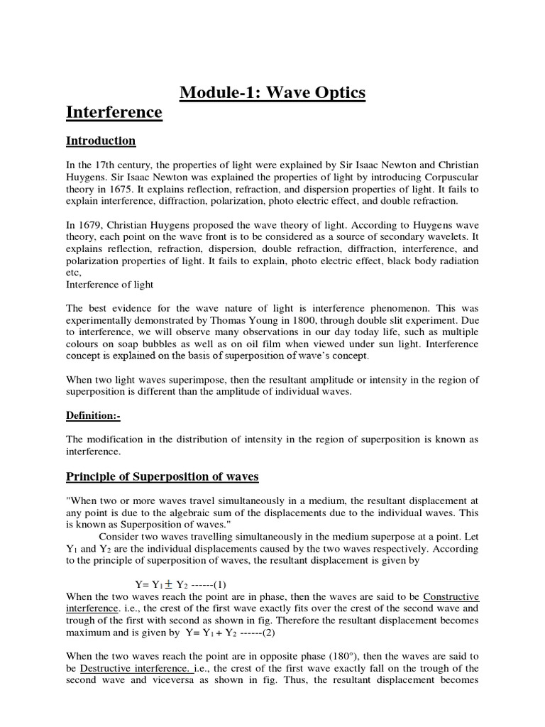Resultant Amplitudes in Wave Interference | PDF | Polarization (Waves) | Diffraction