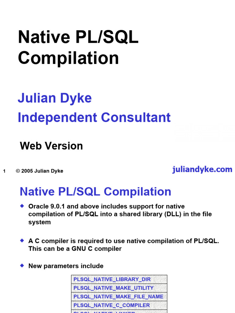 Native PLSQLCompilation | PDF | Pl/Sql | Parameter (Computer Programming)