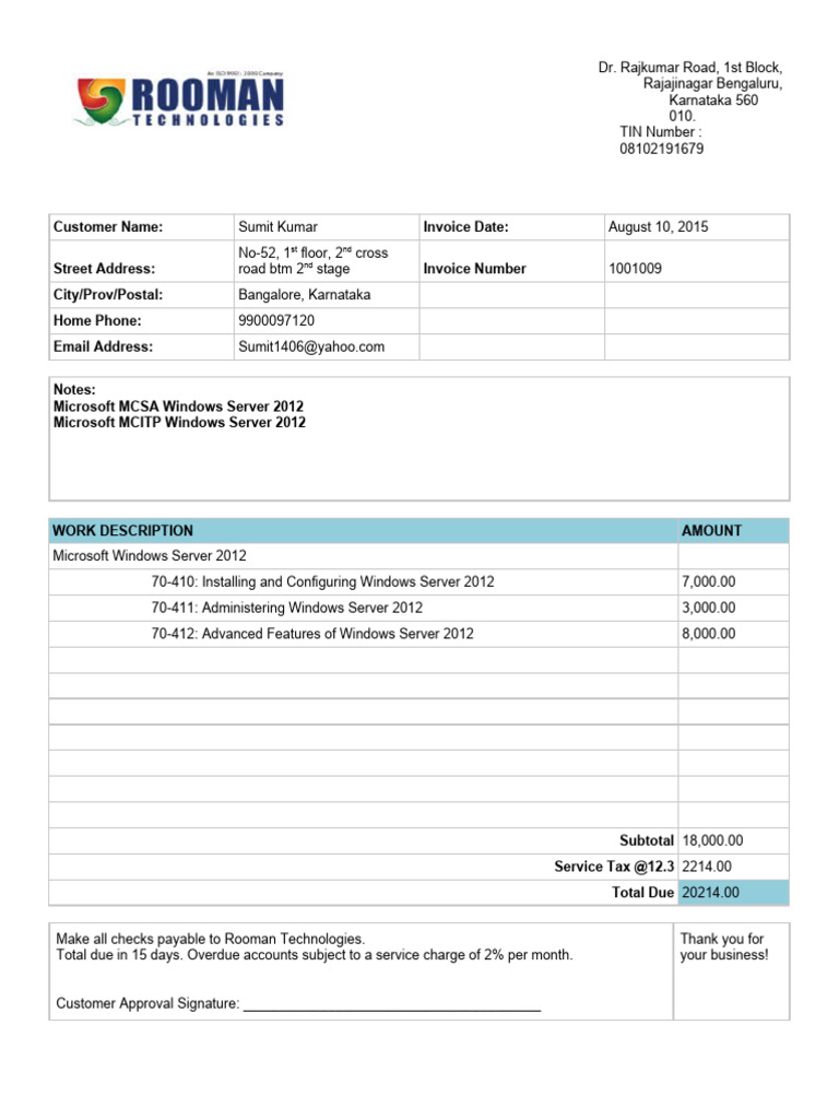 Rooman Receipt | PDF