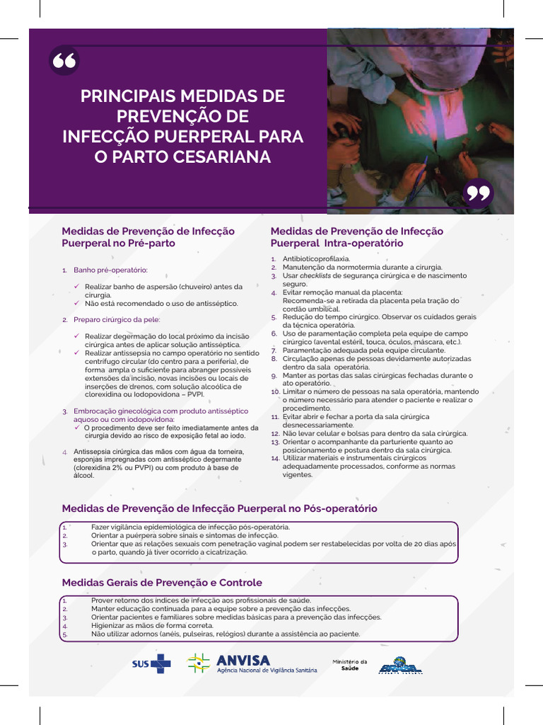 PRINCIPAIS MEDIDAS DE PREVENÇÃO DE INFECÇÃO PUERPERAL PARA O PARTO ...