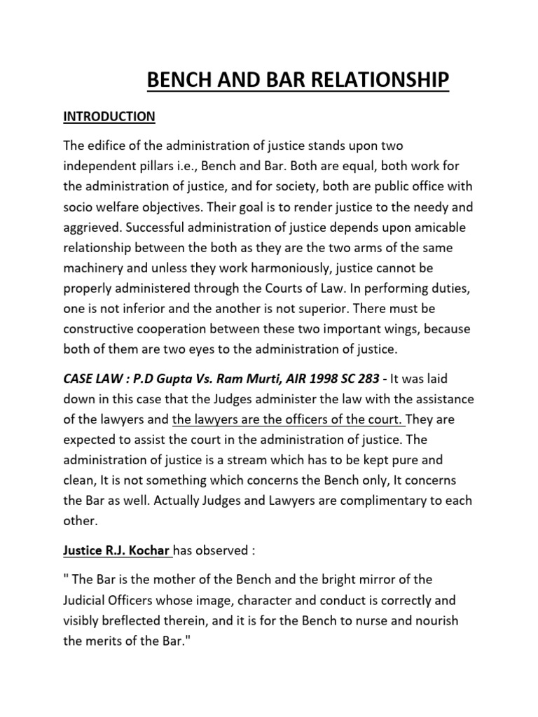 Bar and Bench Relationship | PDF | Advocate | Judge