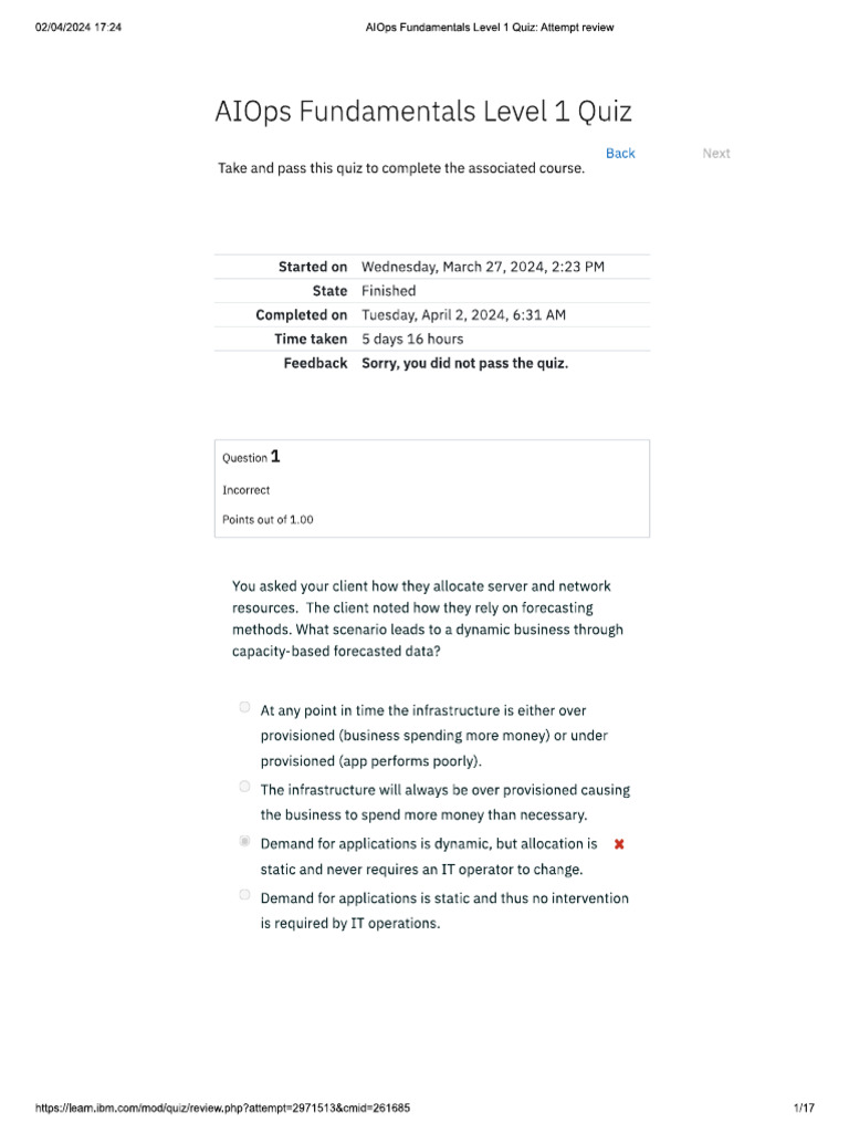 Aiops Fundamentals Level 1 Quiz | PDF