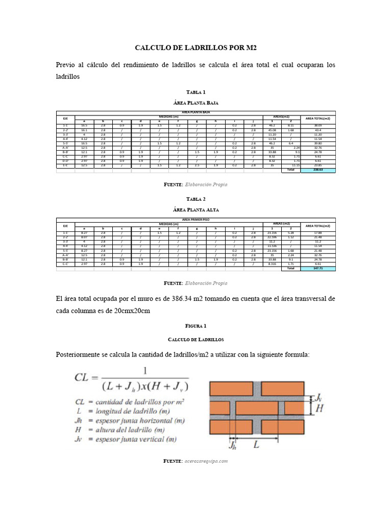Calculo de Ladrillos Por m2 | PDF