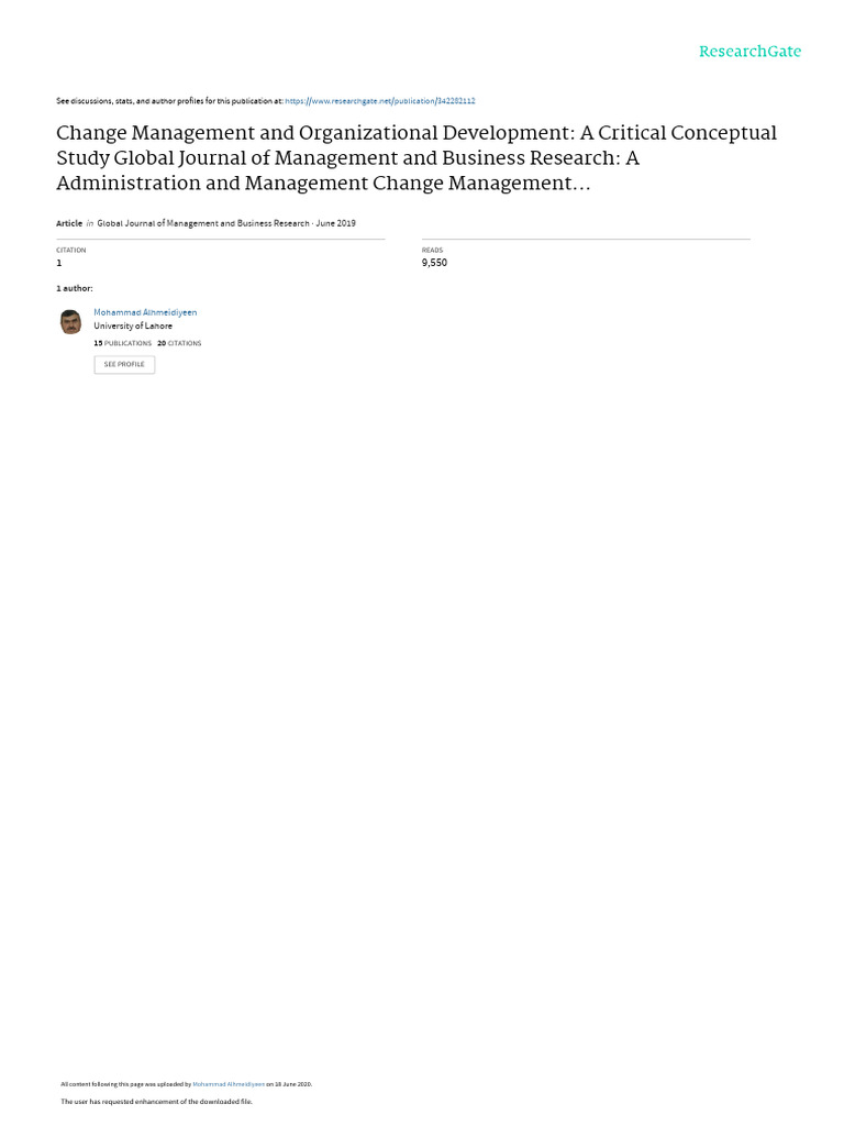 Change-Management-and-Organizational (1) | PDF | Organization Development | Change Management