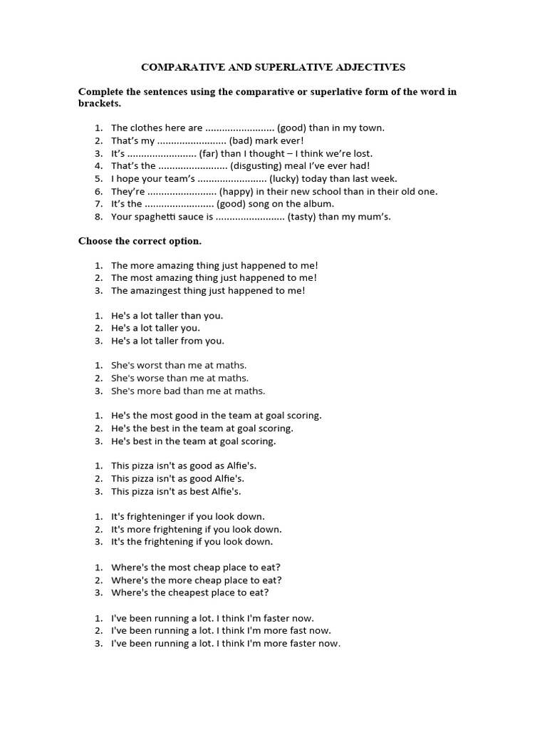 Comparative and Superlative Adjectives | PDF