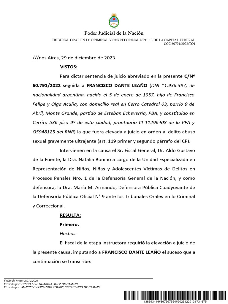fallo (17) | PDF | Fiscal | Derecho penal