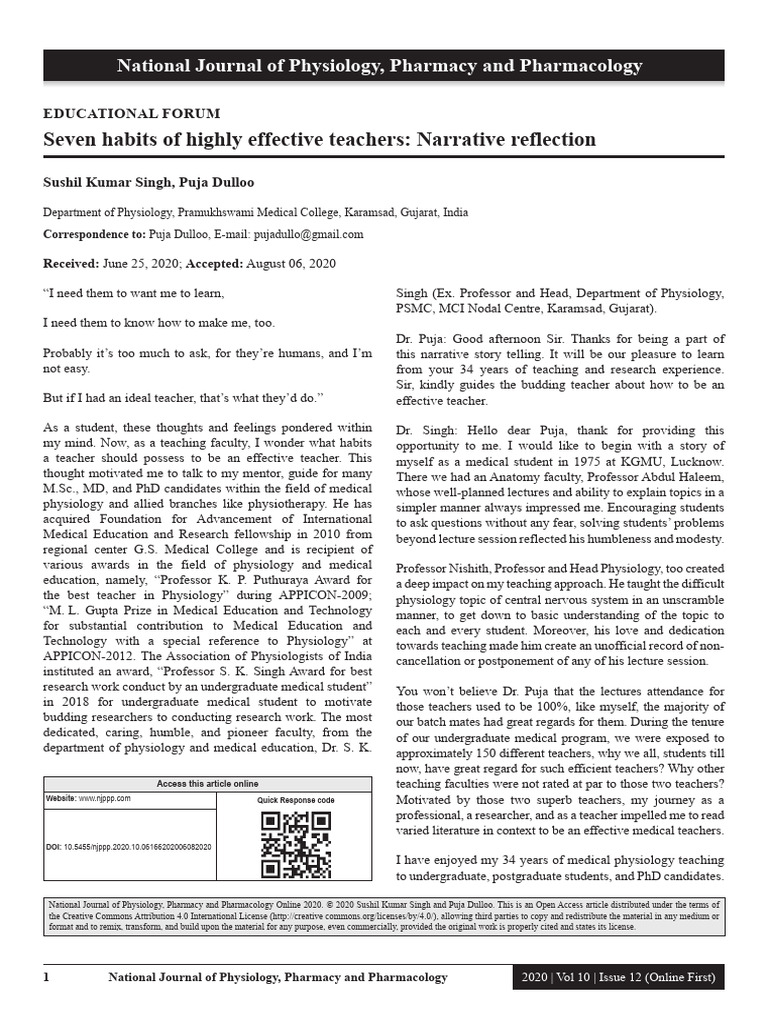 7 Habits Highly Effective Teachers | PDF | Humility | Learning