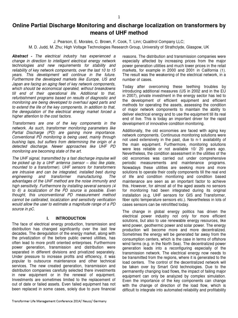 Online Partial Discharge Monitoring And Discharge Localization On