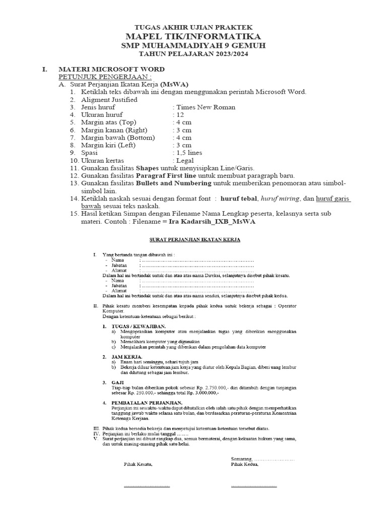 Tugas Akhir Ujian Praktek Tik 2024 | PDF | Metode & Bahan Ajar
