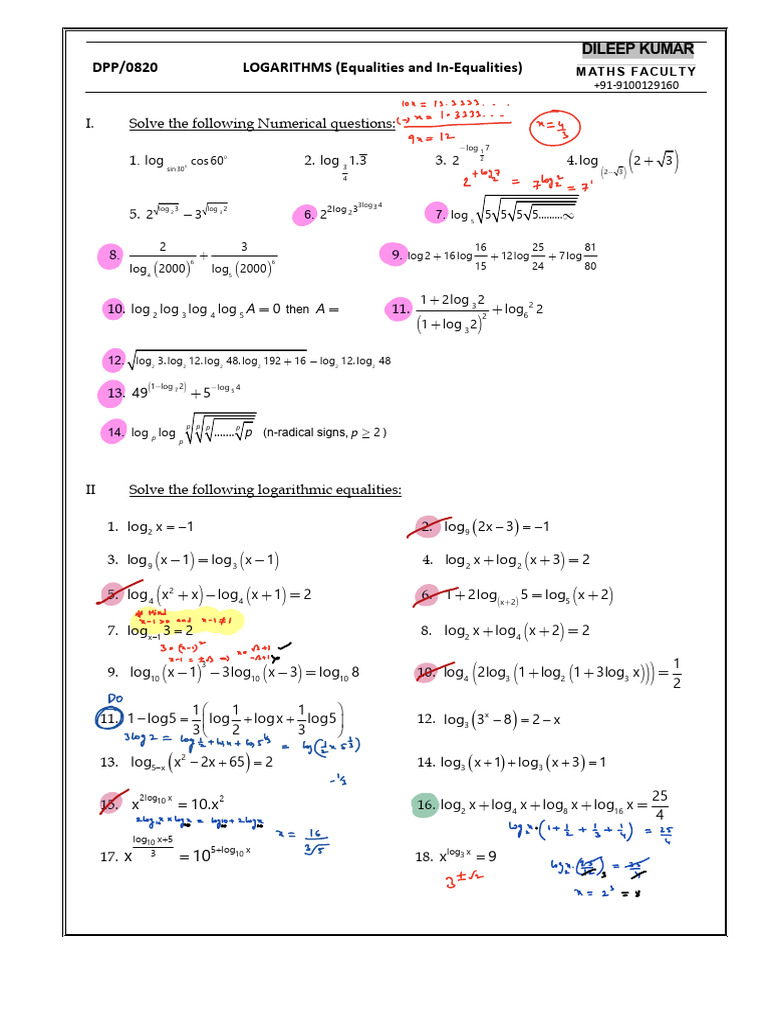 4LOGARITHMS (Equalities and Inequalities) Updated | PDF | Arithmetic | Mathematics