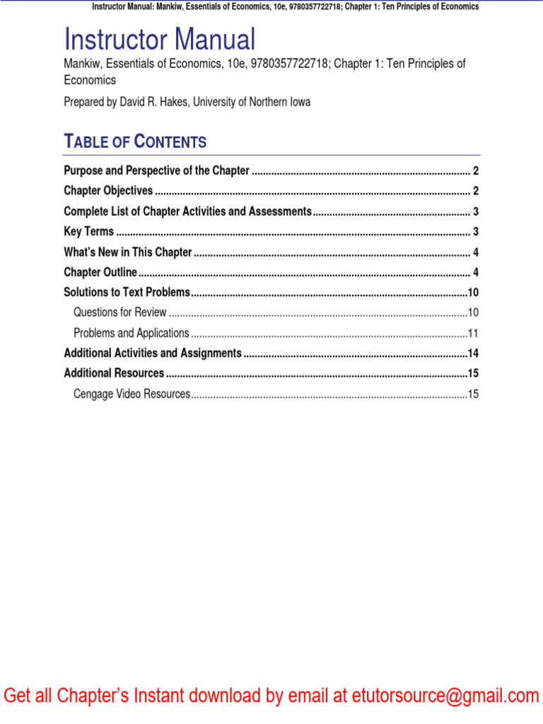 Mankiw Economics 10e: Chapter 1 Guide | PDF | Economics | Market ...