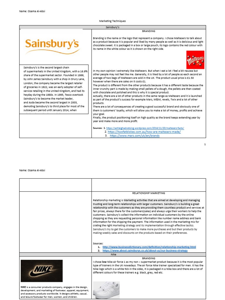 P1 Table | PDF | Marketing | Business Economics