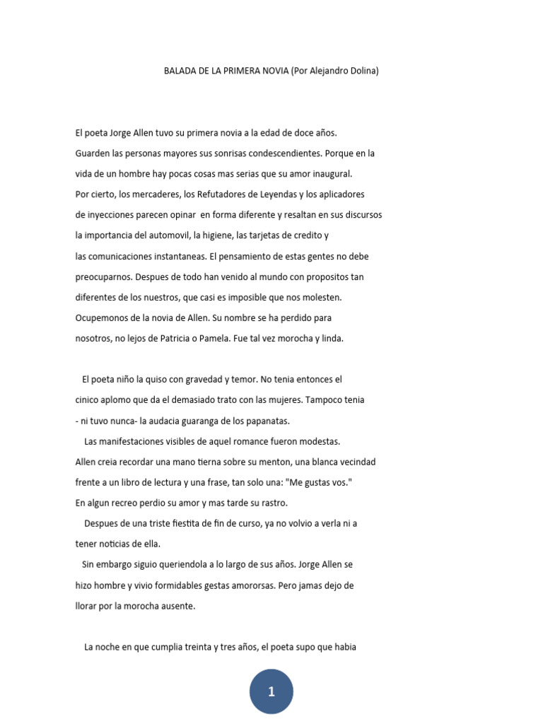 Dolina, Alejandro - Balada de La Primera Novia | PDF