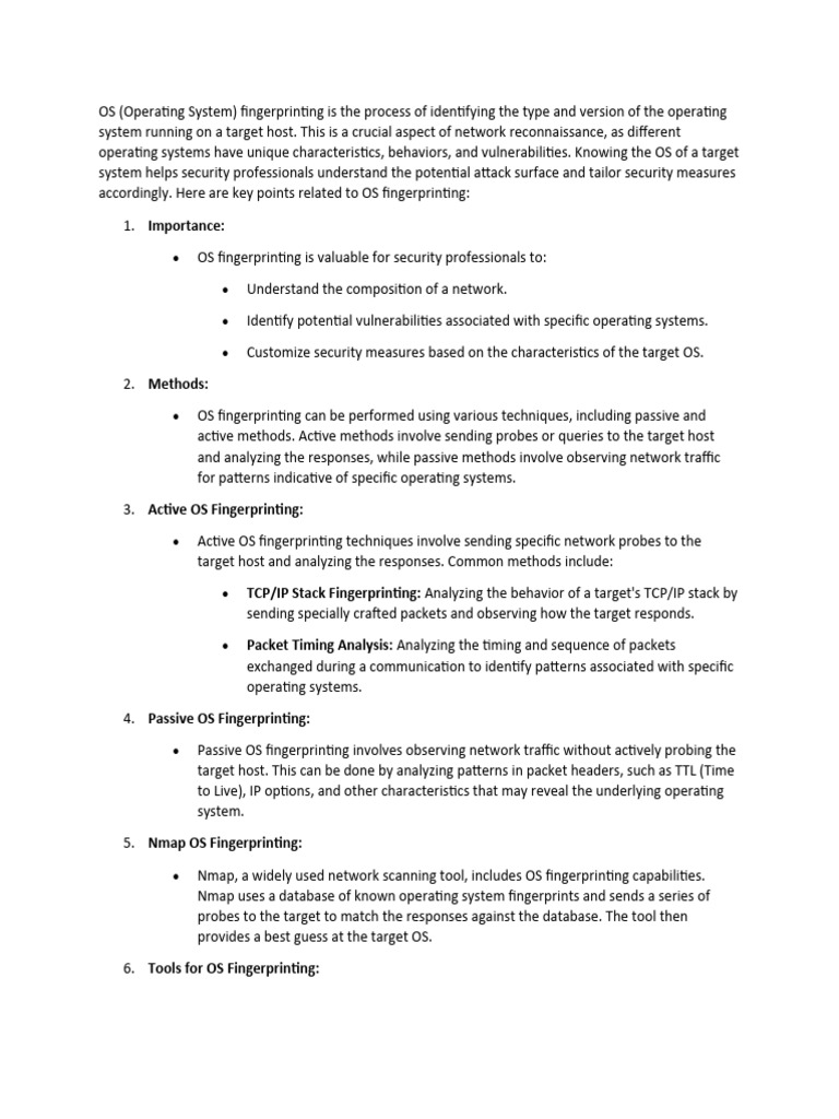 Os Fingerprinting | PDF | Computer Network | Fingerprint