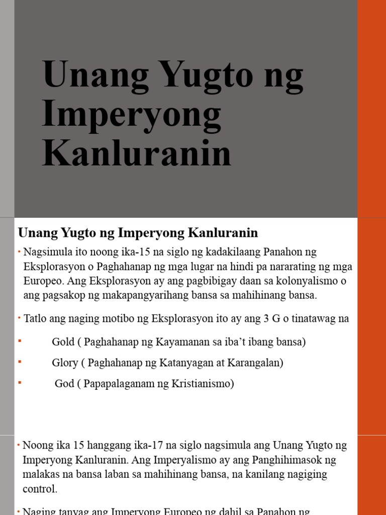 Unang Yugto Ng Imperyong Kanluranin | PDF