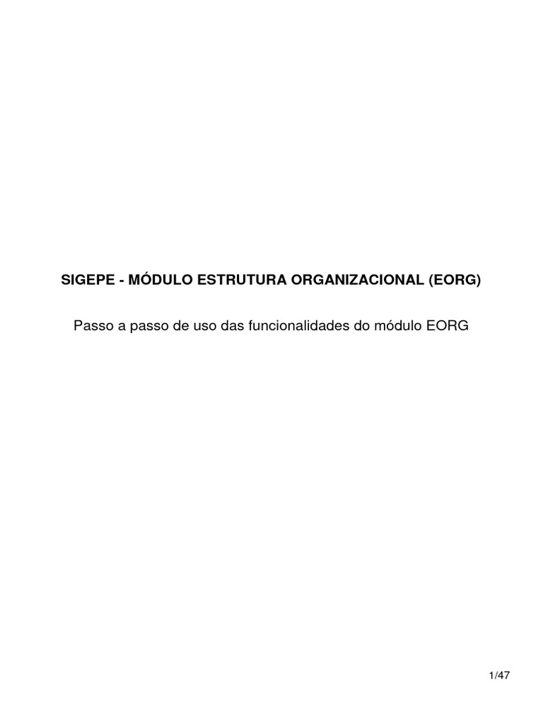 Passo A Passo de Uso Das Funcionalidades Do Módulo EORG | Download ...