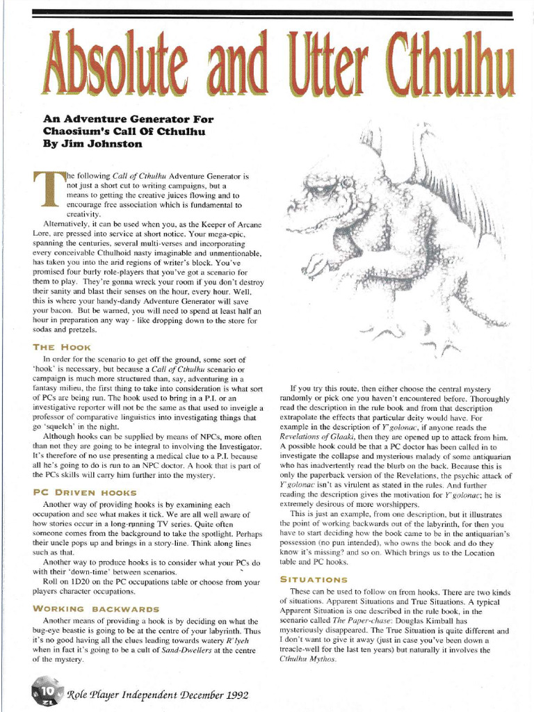 RPI - CoC Adventure Generator | PDF