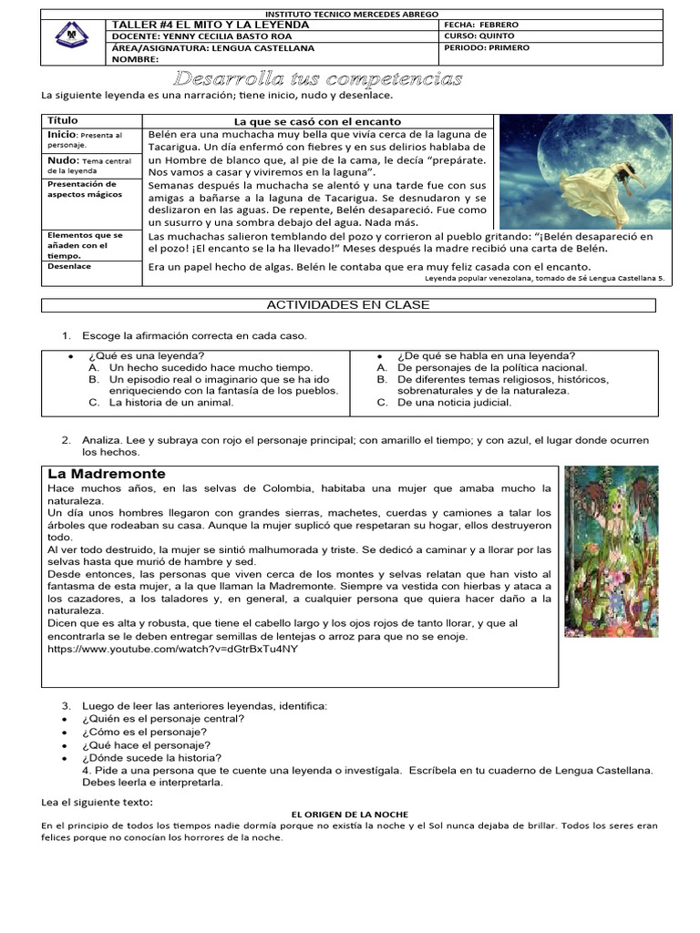 Taller - 4 El Mito y La Leyenda | PDF